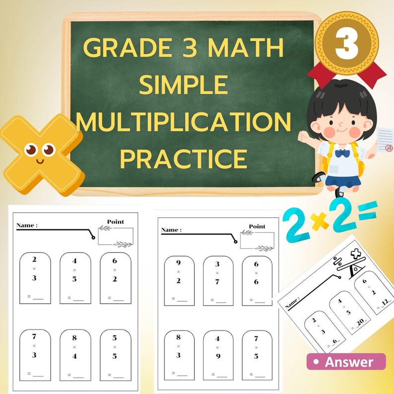 Grade 3 Math – Simple Multiplication Practice - Etsy