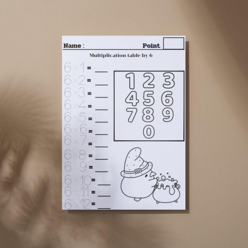 Sheets Multiplication Tables by 6 for Children to Practice Skills. - Etsy