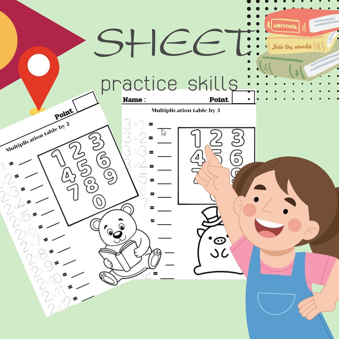 Sheets Multiplication Tables by 2 for Children to Practice Skills. - Etsy