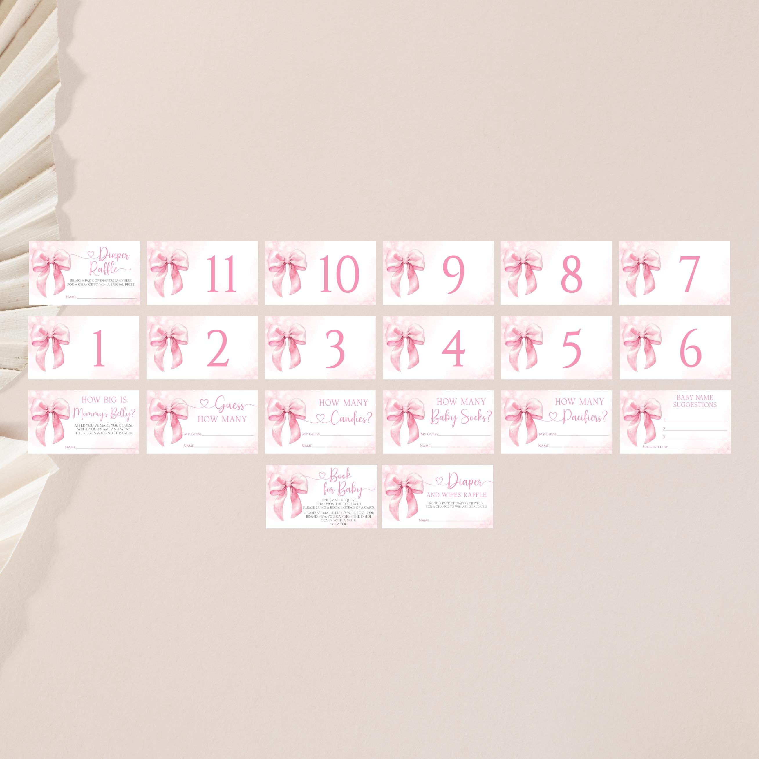 Editable Pink Bow Baby Shower Signs Bundle Baby Shower Signs Bundle Bow ...