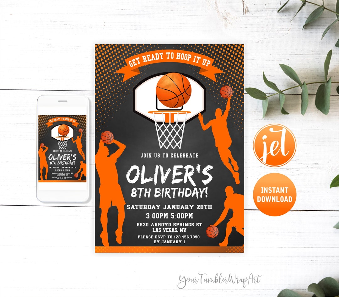 Basketball Birthday Invitation, Editable Basketball Invitation ...