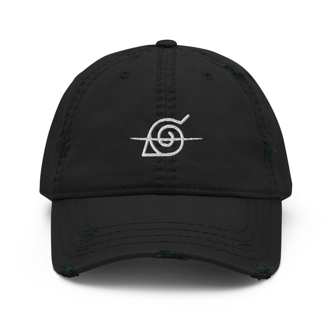 Konoha Slashed Distressed Hat, Naruto Inspired Merch, Minimalist Anime ...