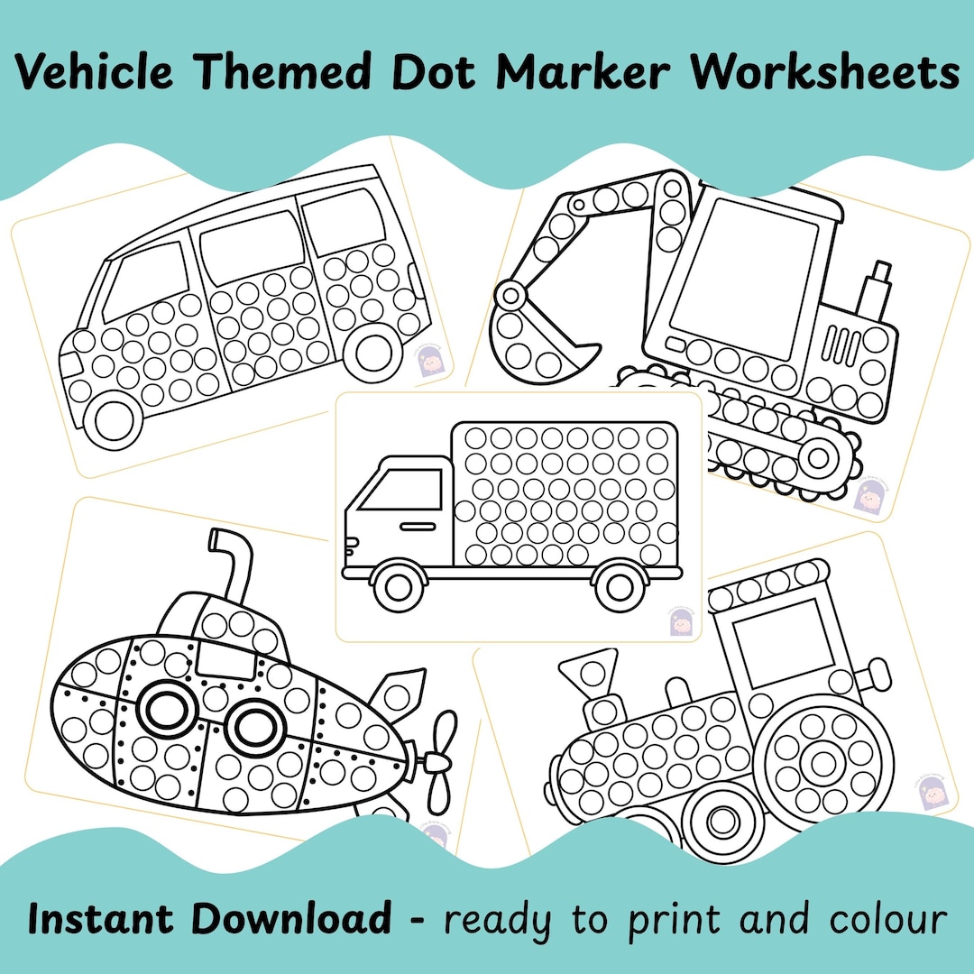 Printable Vehicle Dot Marker Worksheets: Fine Motor Skills Activity ...