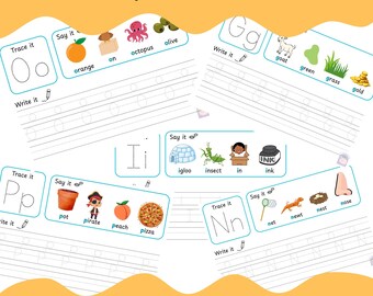 Printable Phonics Worksheets Set 1 Initial Sounds & Letter Tracing ...
