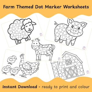 Printable Farm Animals Dot Marker Worksheet: Fine Motor Skills Activity ...