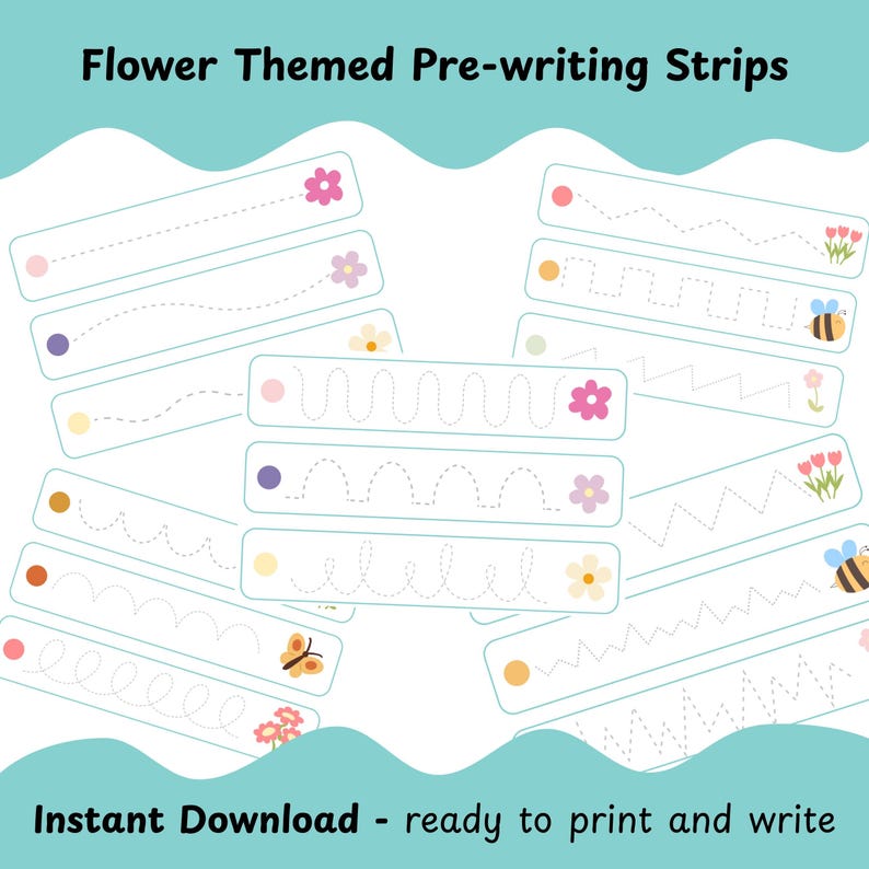 Printable Flower Pre-writing Worksheets: Fine Motor Skills Activity ...
