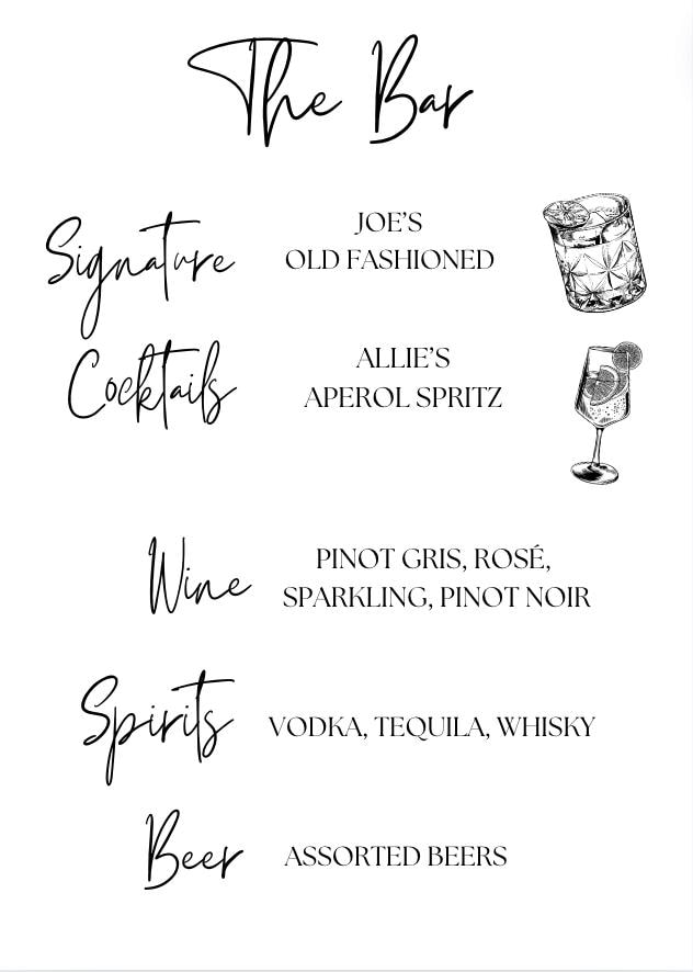 Wedding Bar Menu Template, Wedding Menu Template Canva, Coastal Bar ...