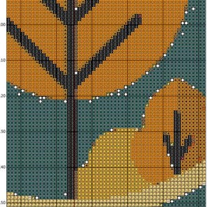 Autumn Cross Stitch Pattern and Chart, Cute Fall Design, Trees and ...