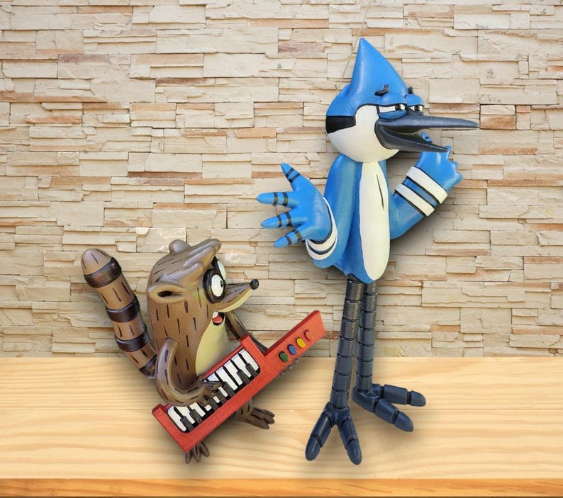 Figura Mordecai Y Rigby, Fanart Impresión 3D, Pintada Con Aerógrafo ...