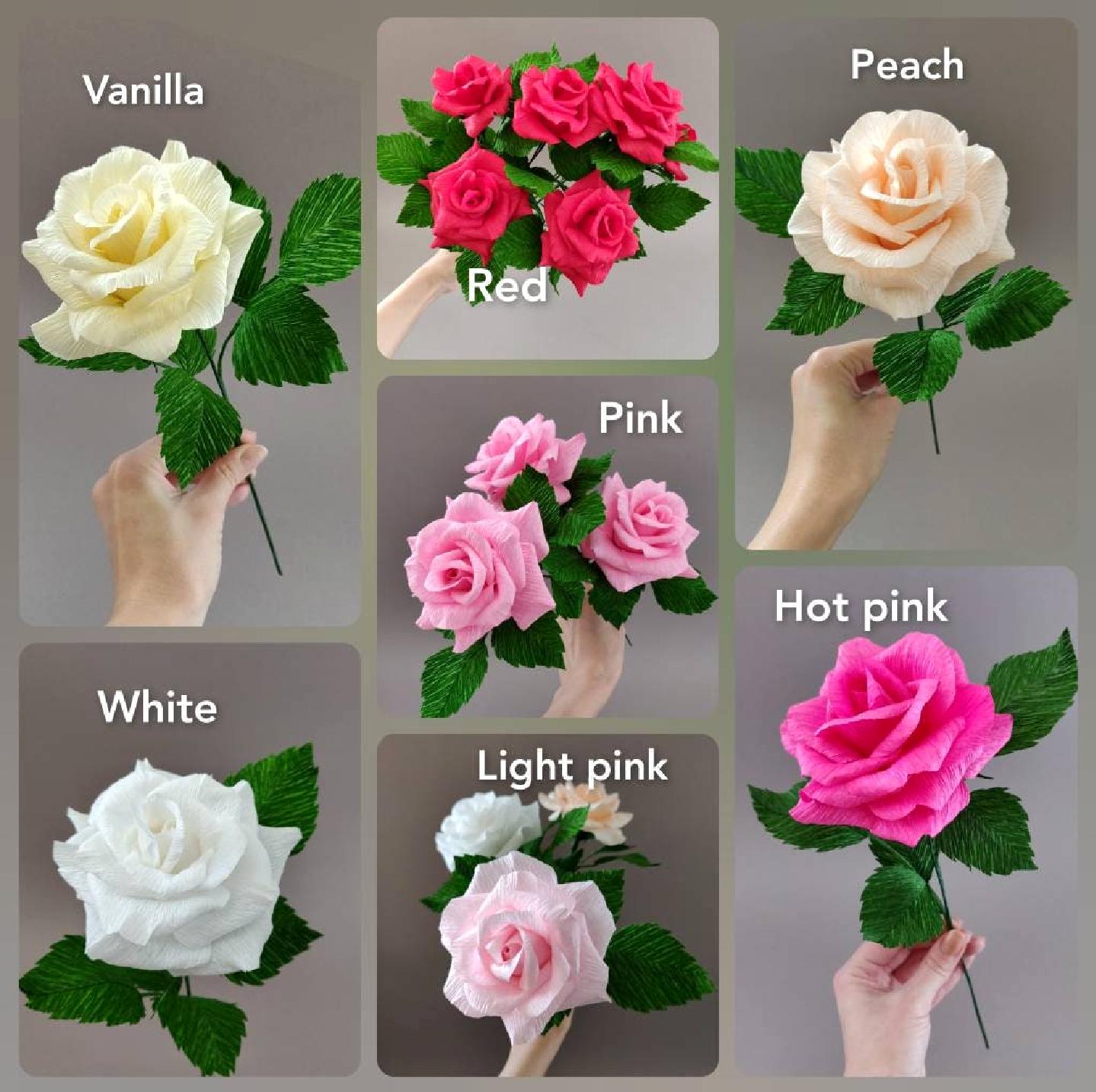 Paper Rose Tutorial, Crepe Paper Rose Templates, Step by Step Video ...