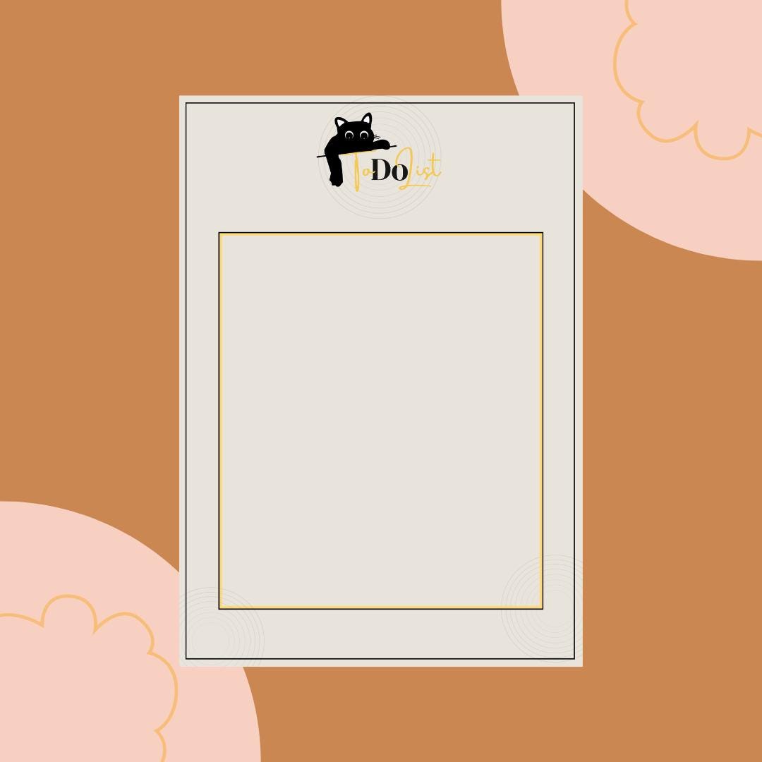 Cat Themed to Do List, to Do List, Cute Cat to Do List Planner ...