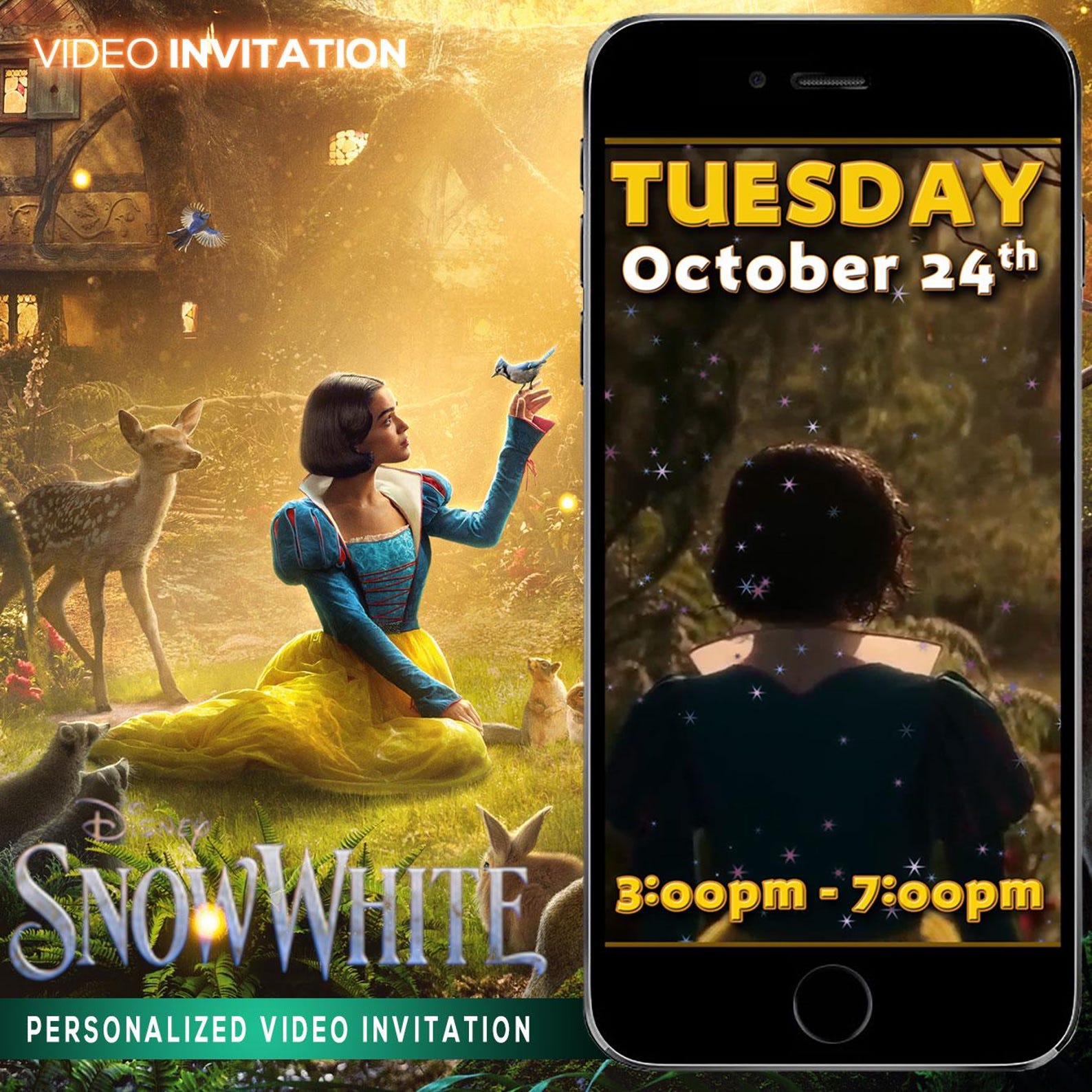 Snow White Invitation, Snow White Birthday Invitation, Snow White, Snow ...