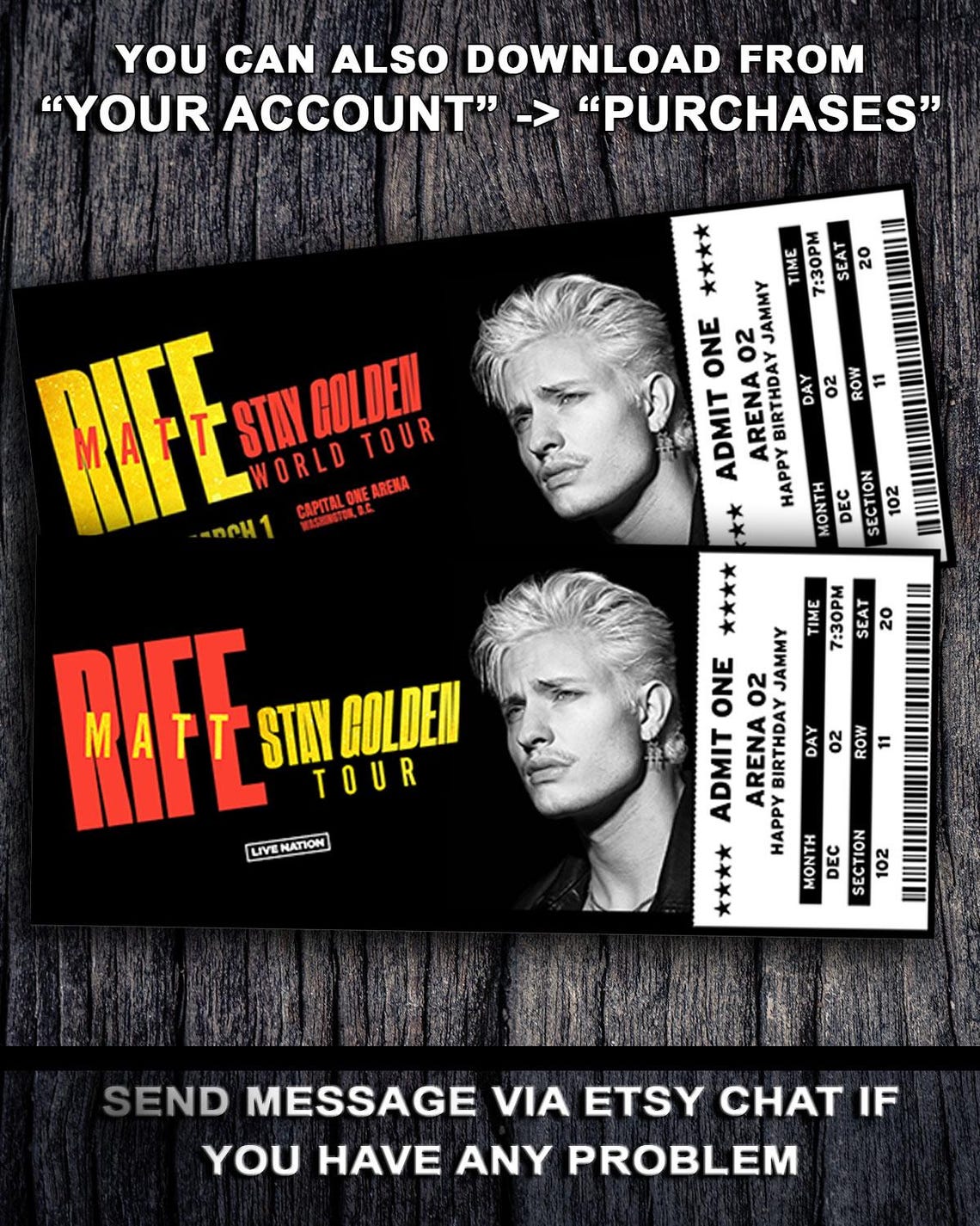 Custom Matt Rife Ticket Stay Golden UK Tour 2026 | Personalized Live ...