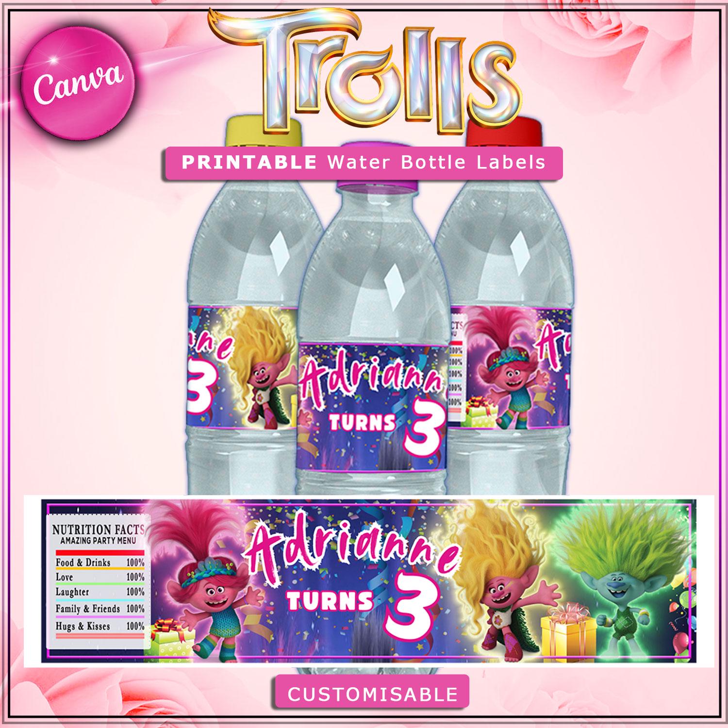 Editable Water Bottle Birthday Party Labels, Personalized Water Bottle ...