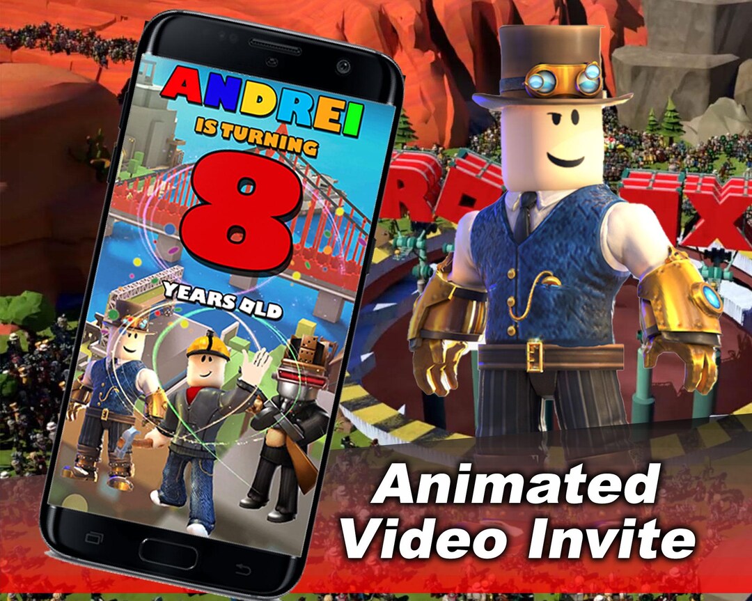 Roblox Birthday Invitation, Roblox Invitation, Roblox Animated ...