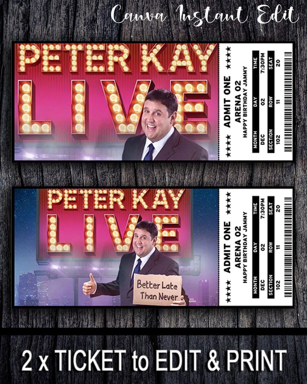 Peter Kay Live Tour Ticket: Personalized Comedy Show Gift (CANVA ...