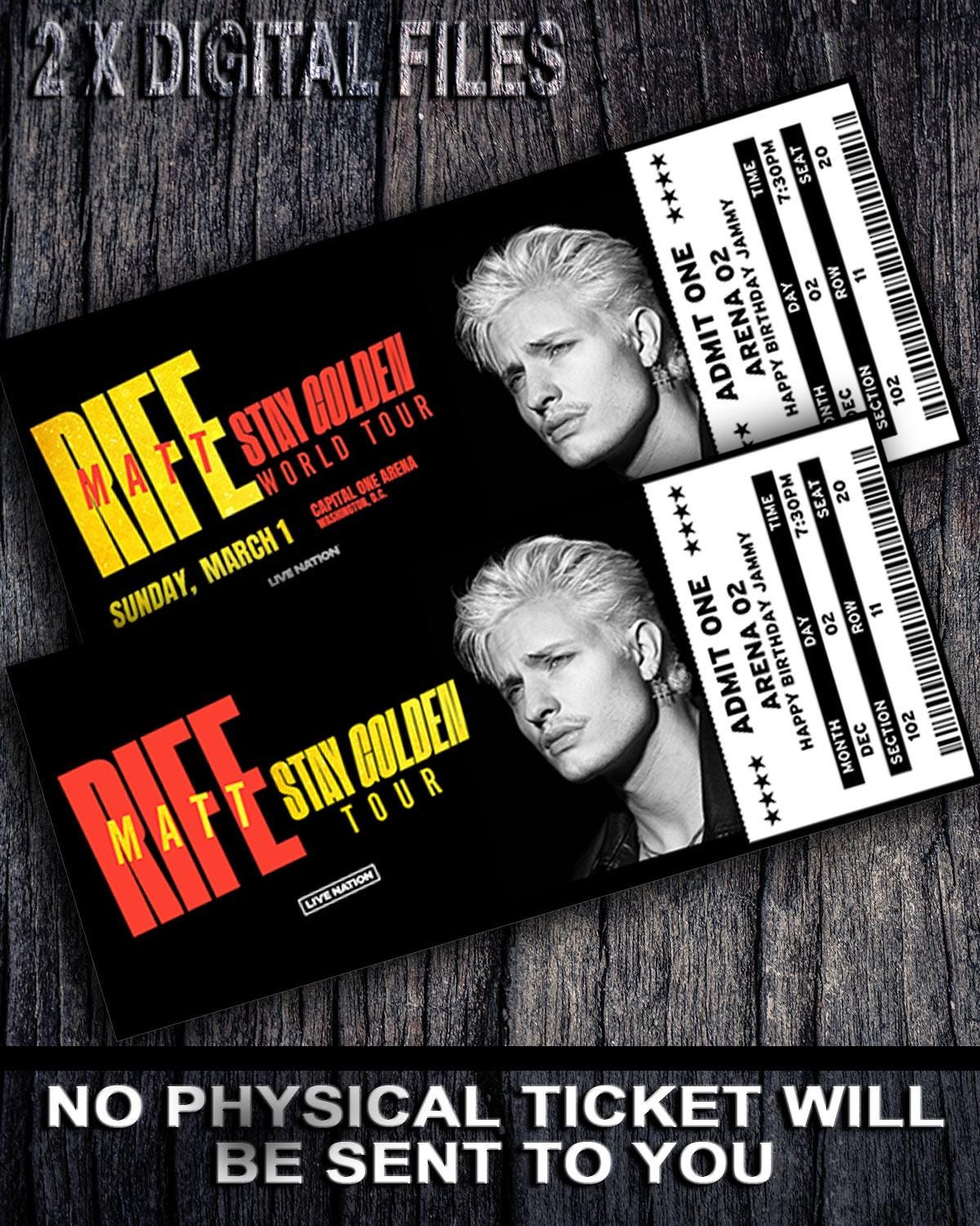 Custom Matt Rife Ticket Stay Golden UK Tour 2026 | Personalized Live ...