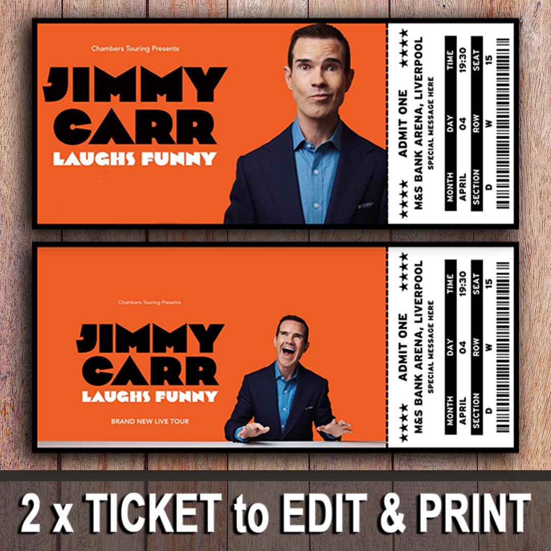 Editable Jimmy Carr Ticket: Comedy Show Gift (canva Download) - Etsy