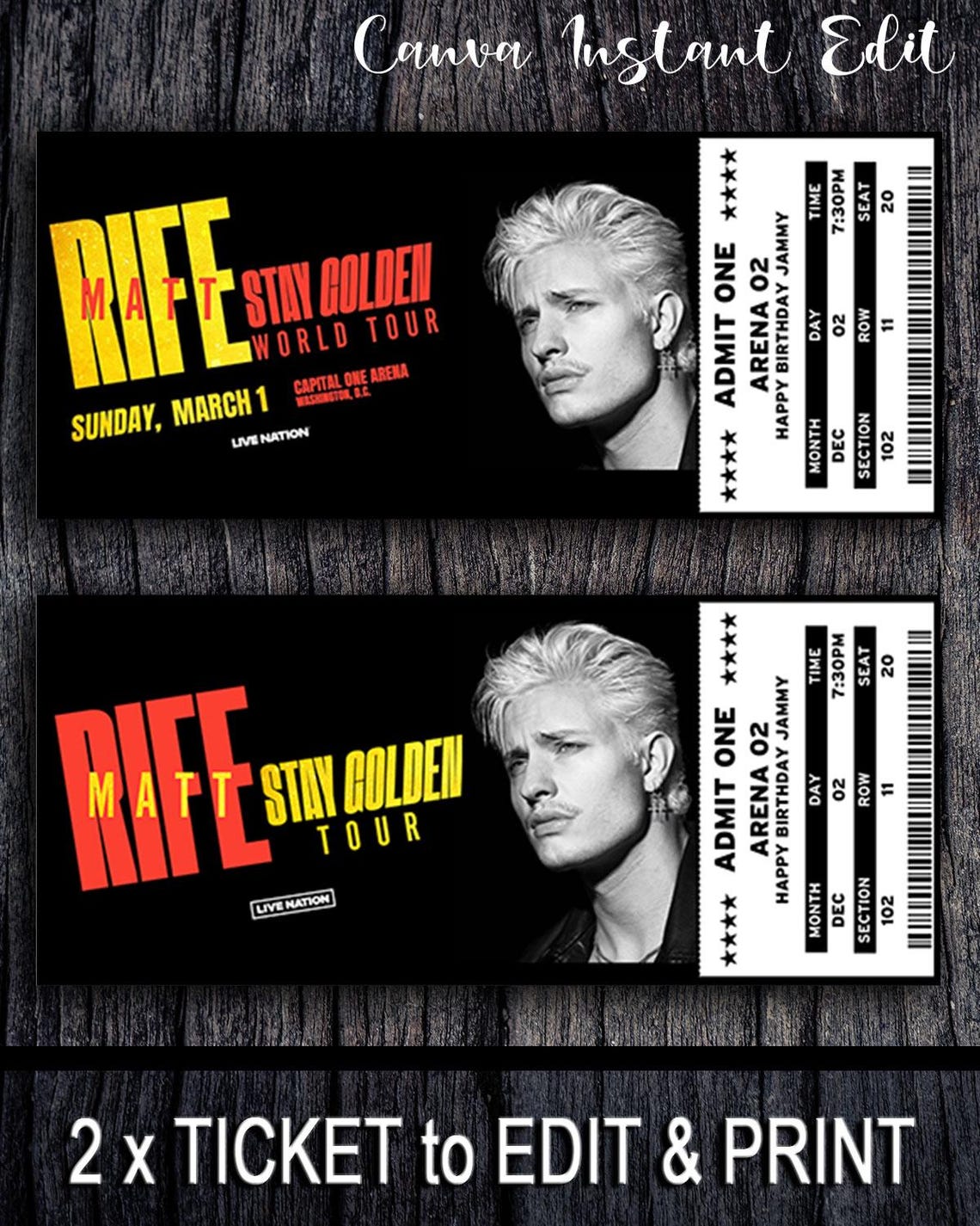 Custom Matt Rife Ticket Stay Golden UK Tour 2026 | Personalized Live ...