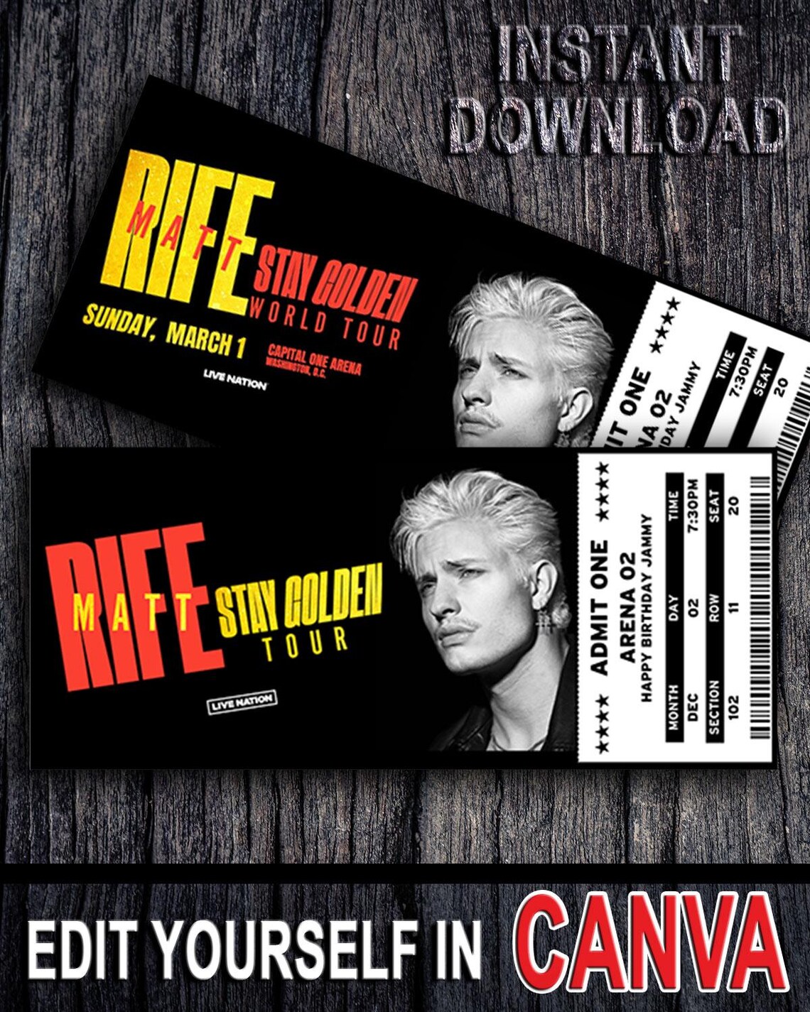 Custom Matt Rife Ticket Stay Golden UK Tour 2026 | Personalized Live ...
