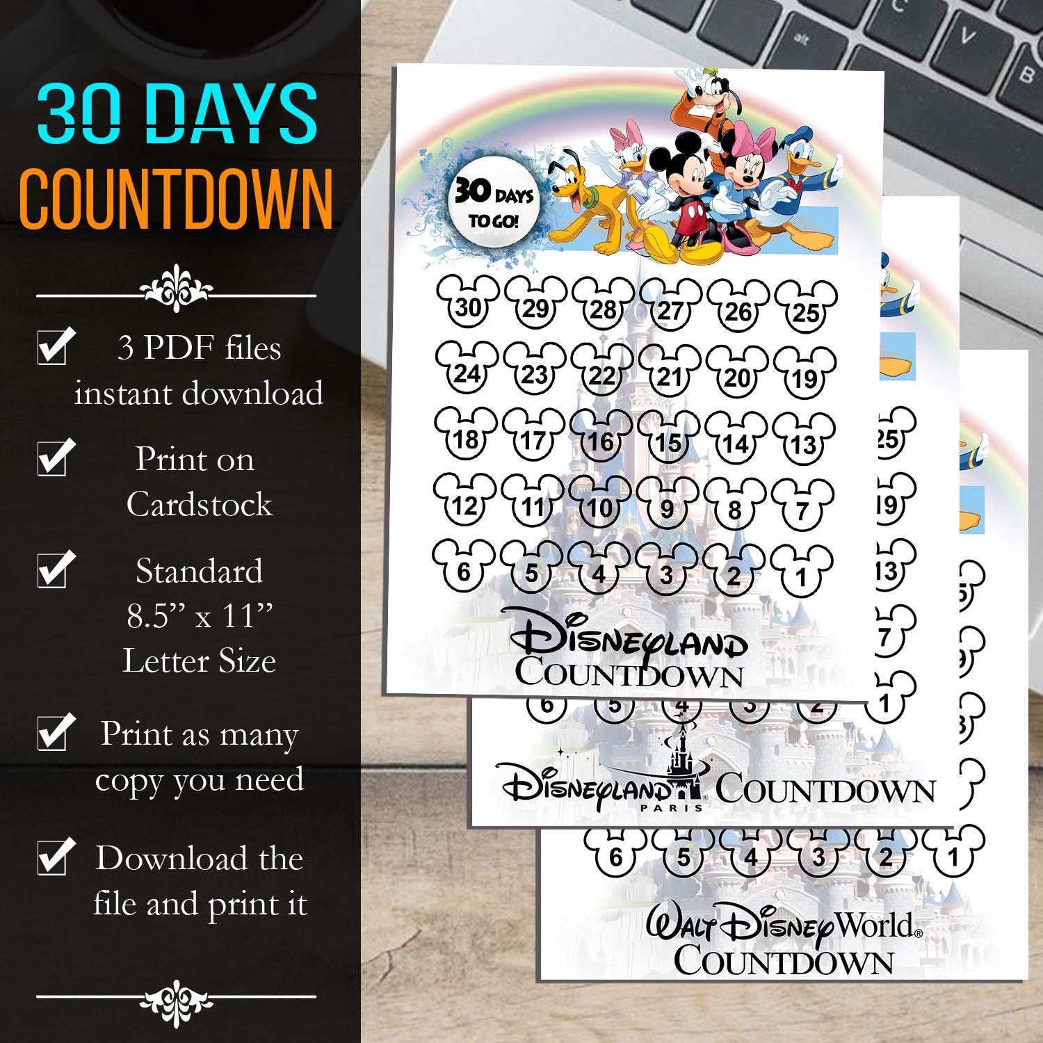 Mickey Trip Countdown 30 Days to Vacation, 30 Days Vacation Countdown ...