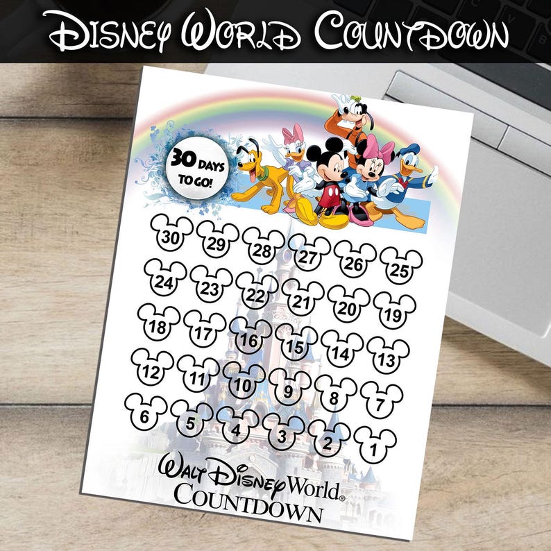 Mickey Trip Countdown 30 Days to Vacation, 30 Days Vacation Countdown ...