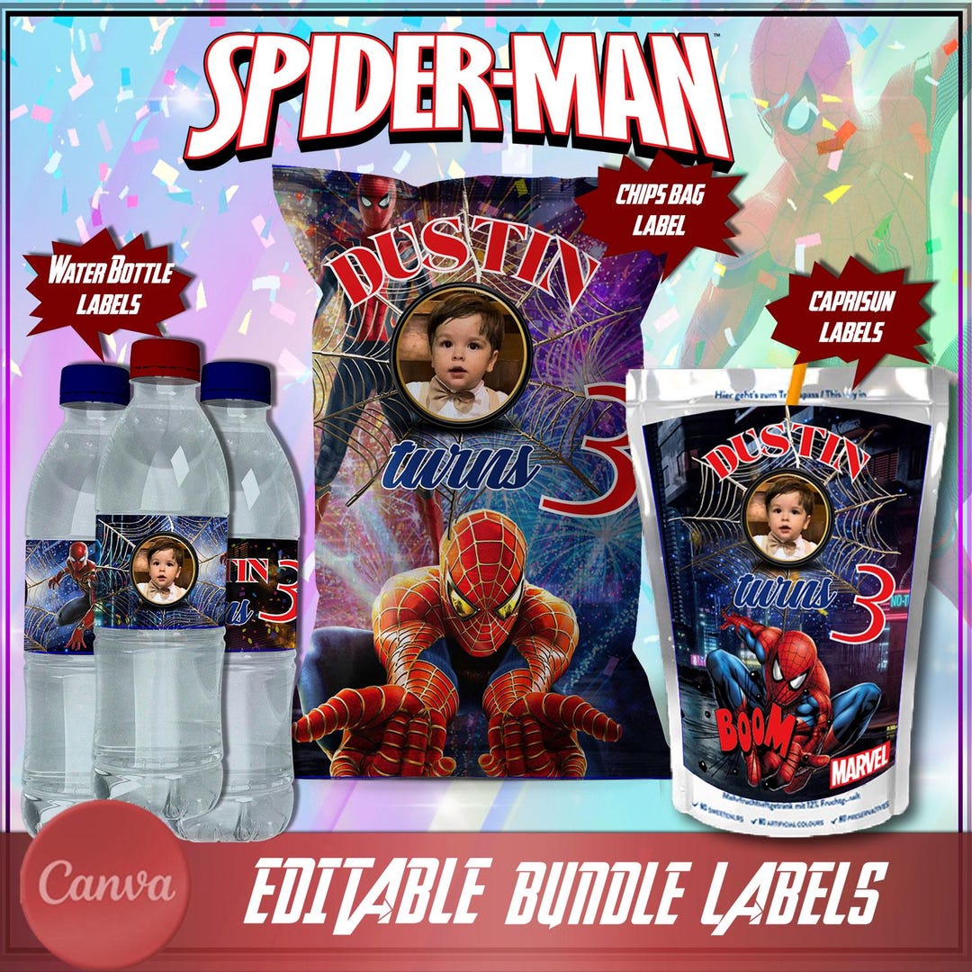 Editable Birthday Party Bundle Labels - Water Bottle Label, Caprisun ...