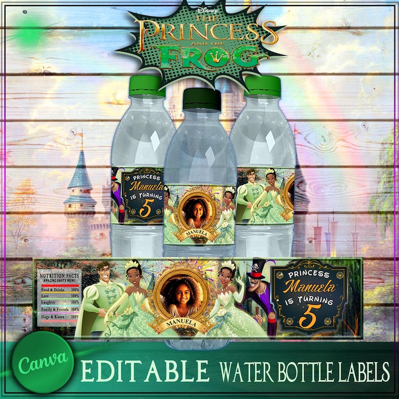 Princess and the Frog Birthday Party Labels: Editable Bundle (digital ...