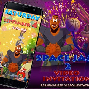 Space Jam 2 Video Birthday Invitation, Animated Invitation, Space Jam A ...