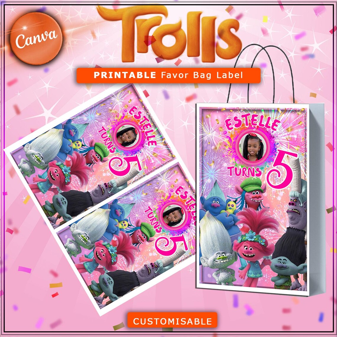 Editable Favor Bag Birthday Party Labels, Personalized Favor Bag Labels ...