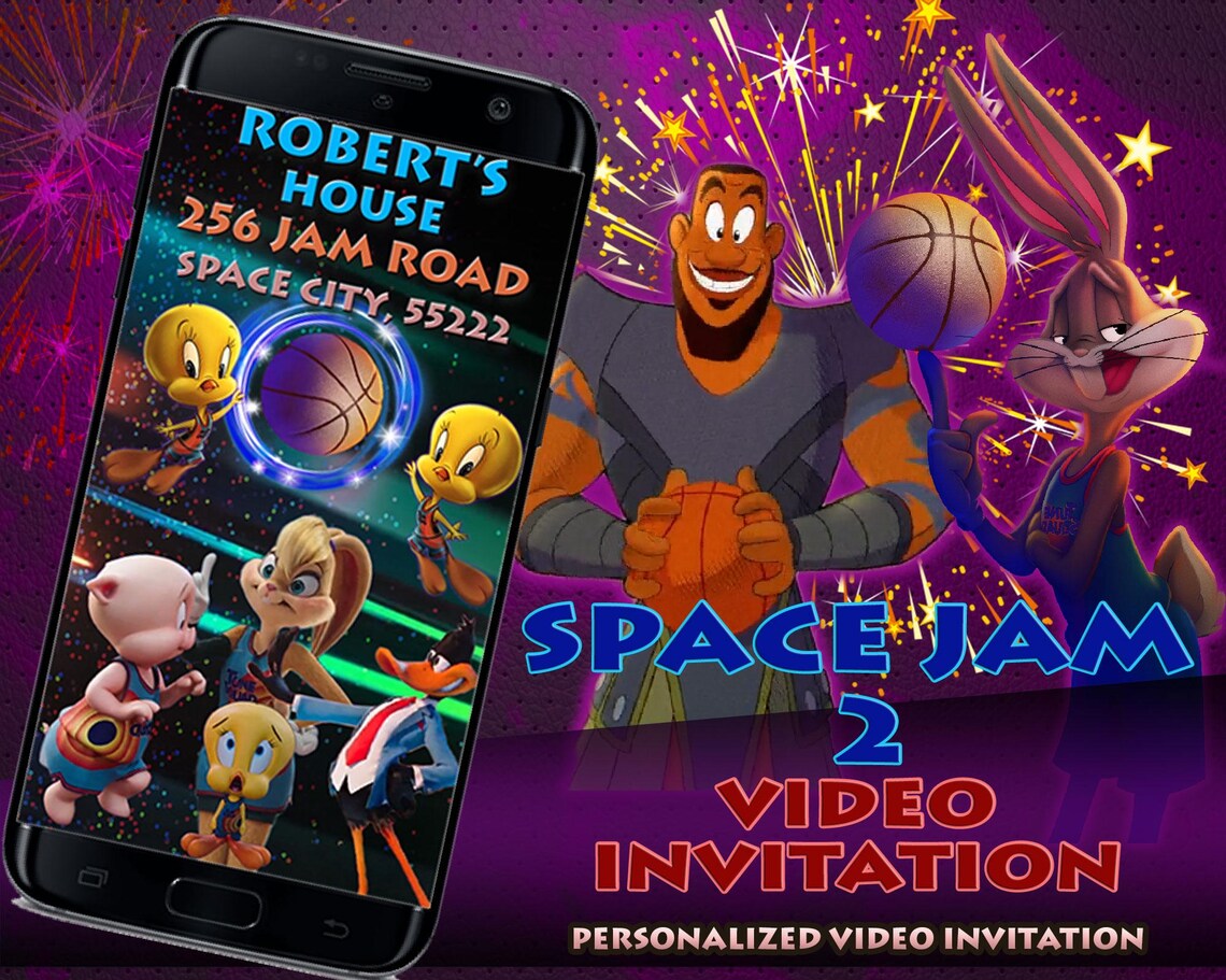Space Jam 2 Video Birthday Invitation, Animated Invitation, Space Jam A ...
