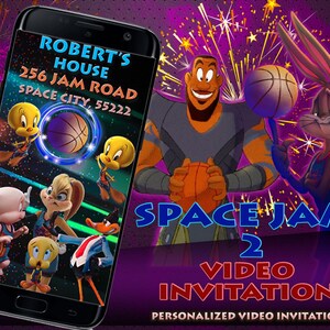 Space Jam 2 Video Birthday Invitation, Animated Invitation, Space Jam A ...