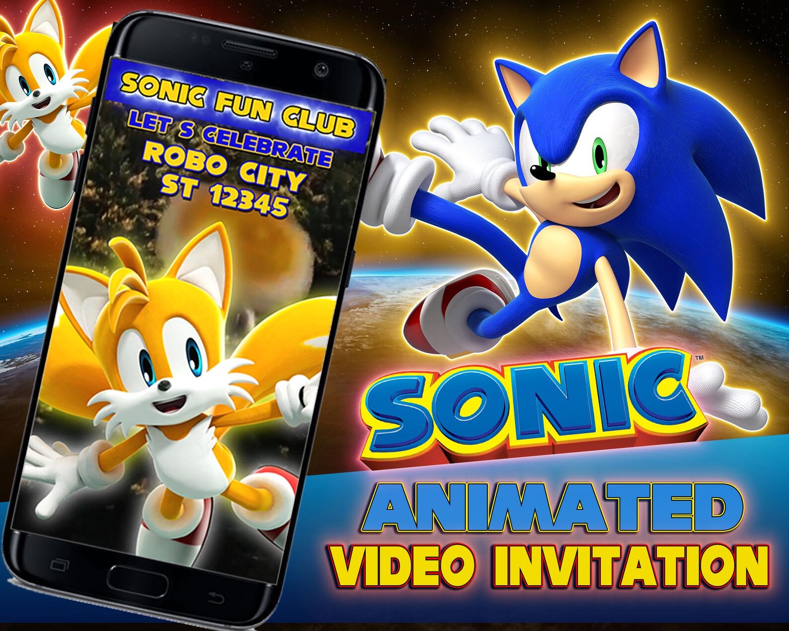 Sonic Invitation, Sonic Animated Video Invitation, Sonic the Hedgehog ...