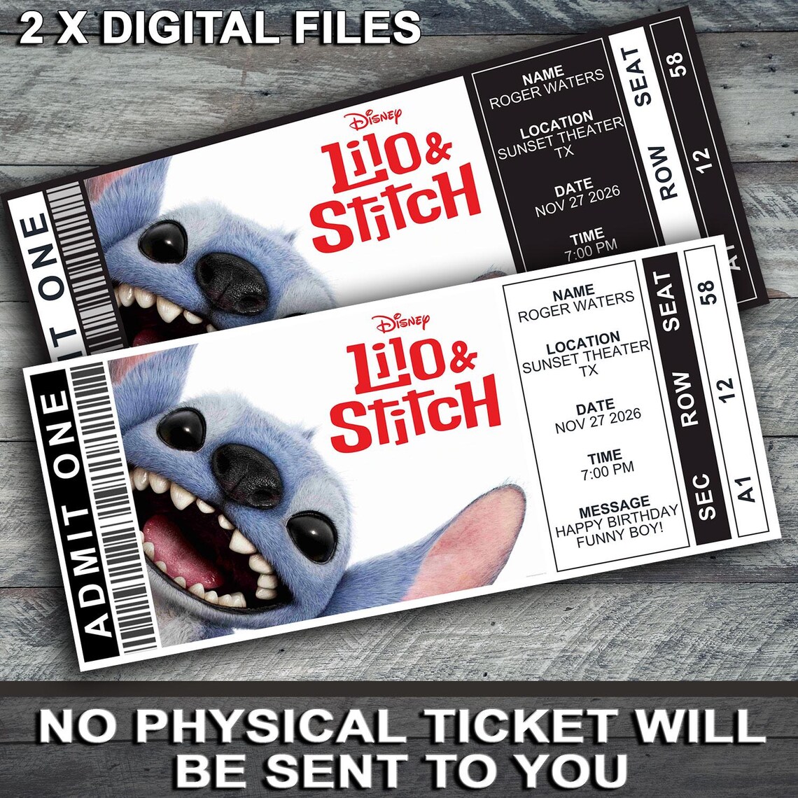 Editable Stitch Birthday Party Ticket Template (canva) - Etsy