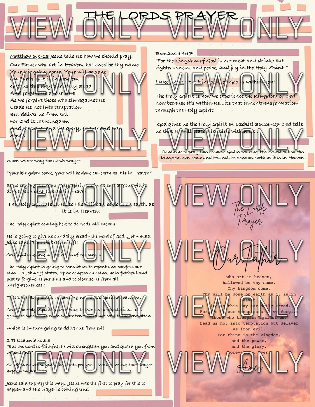 The Lord’s Prayer Bible Study Guide | Printable Christian Worksheet ...