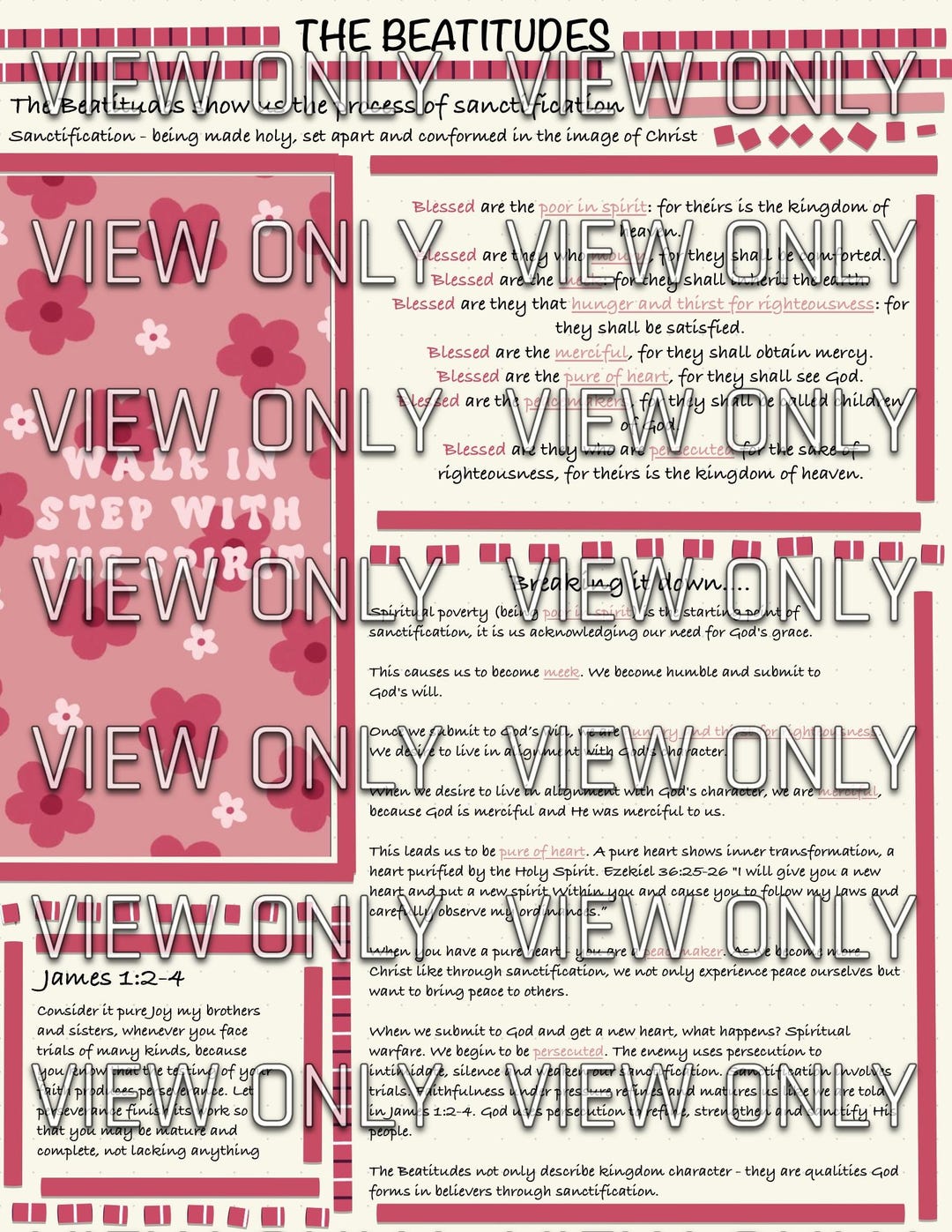 The Beatitudes Bible Study Guide | Printable Christian Worksheet ...