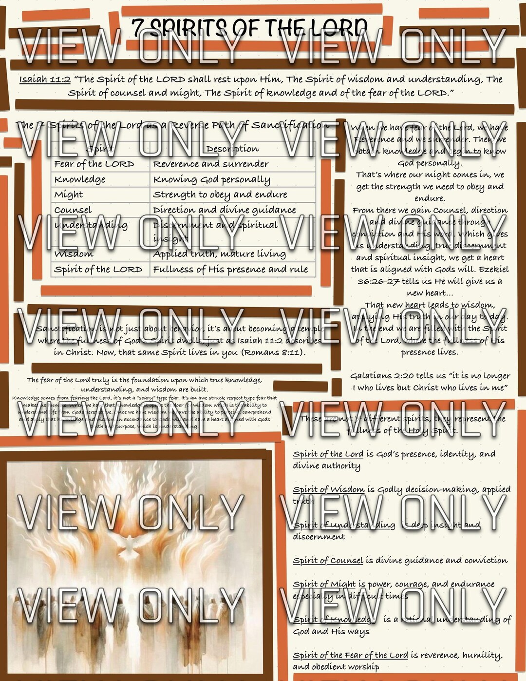 7 Spirits of the Lord Bible Study Guide | Printable Christian Worksheet ...