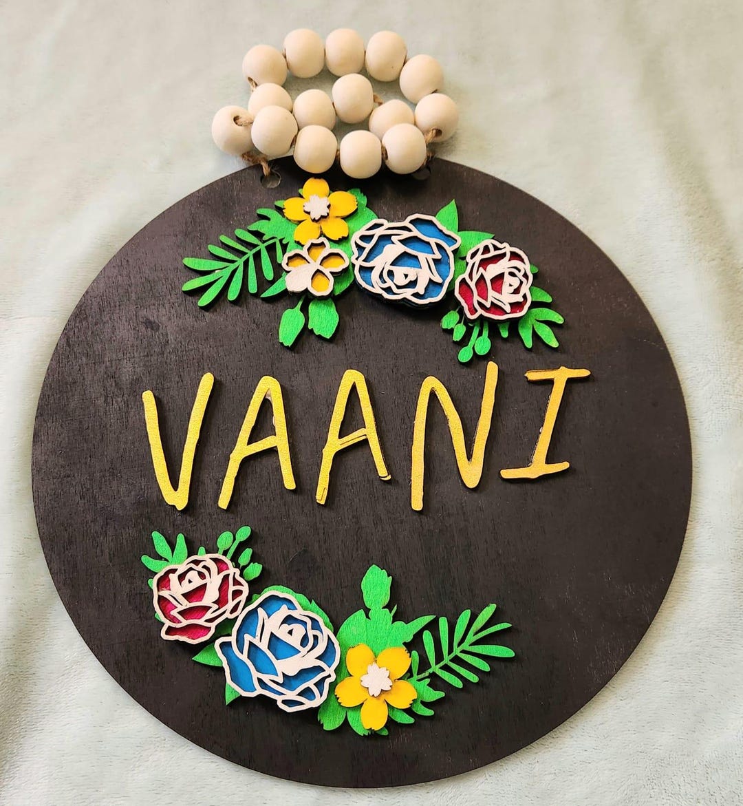 Custom Floral Wood Name Sign: Nursery Wall Decor - Etsy