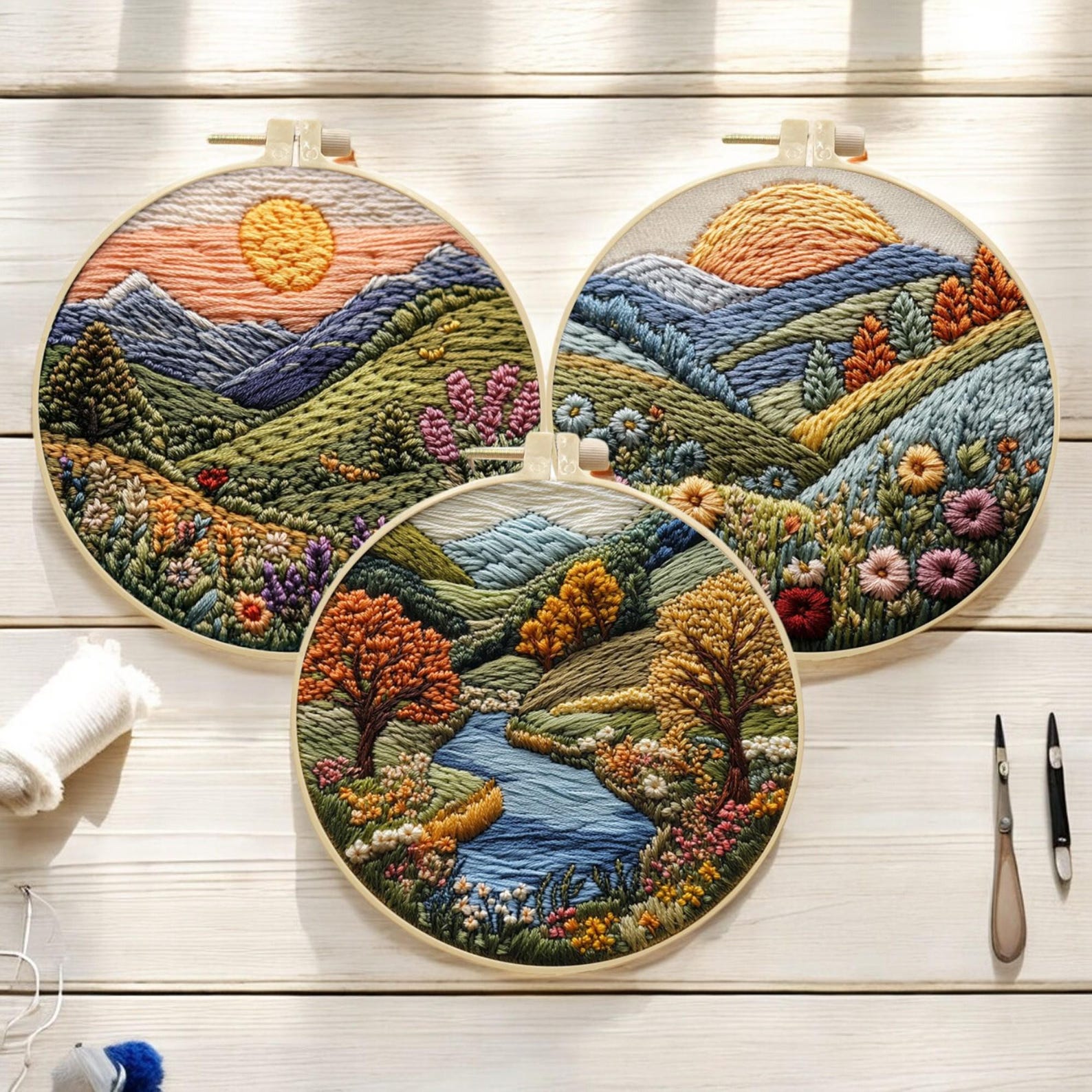 Mountain Landscape Embroidery Kit | Embroidery Pattern | Cross Stitch ...
