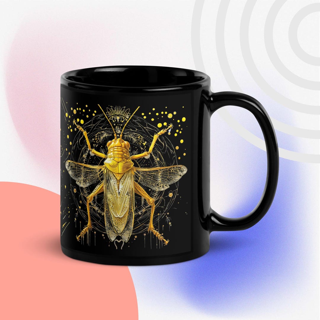 Grasshopper Spirit Animal Black Glossy Mug Coffee Mug Tea Mug Ceramic ...