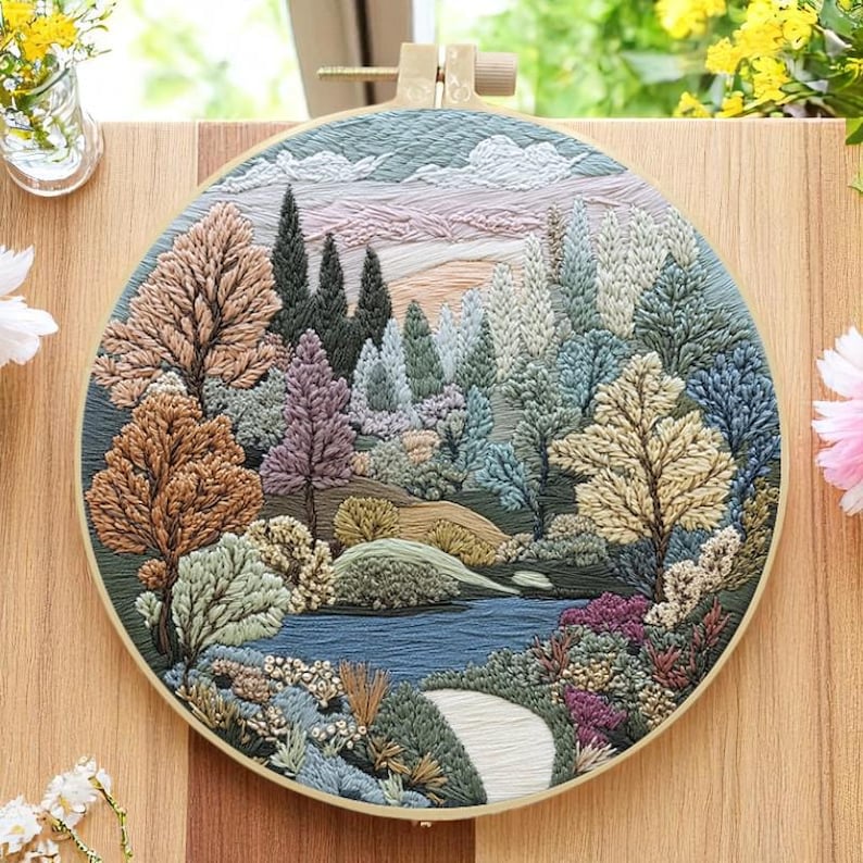 Cold Landscape Embroidery Kit | Embroidery Pattern | Cross Stitch Kit ...