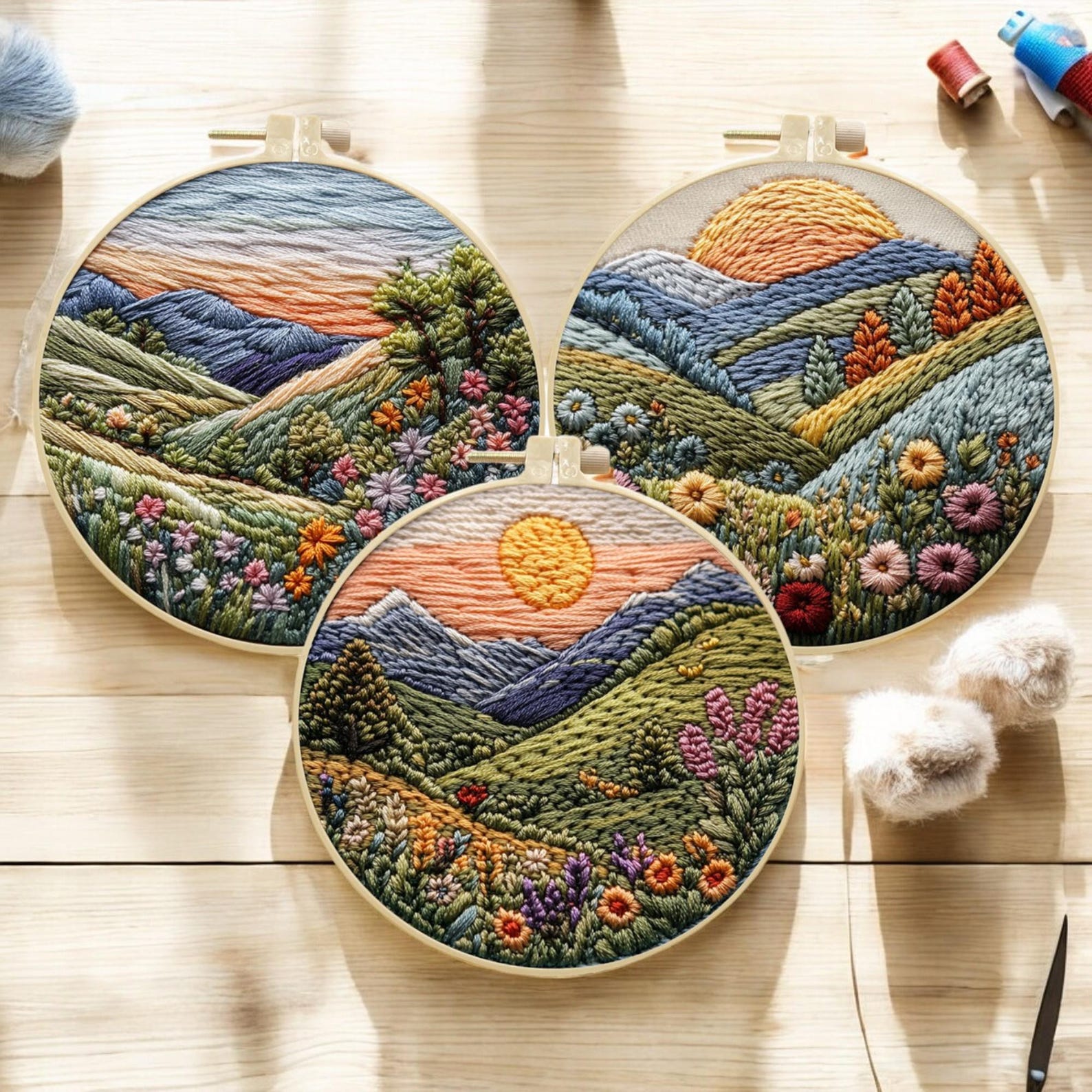 Landscape Embroidery Kit: DIY Needlepoint Craft (15cm) - Etsy
