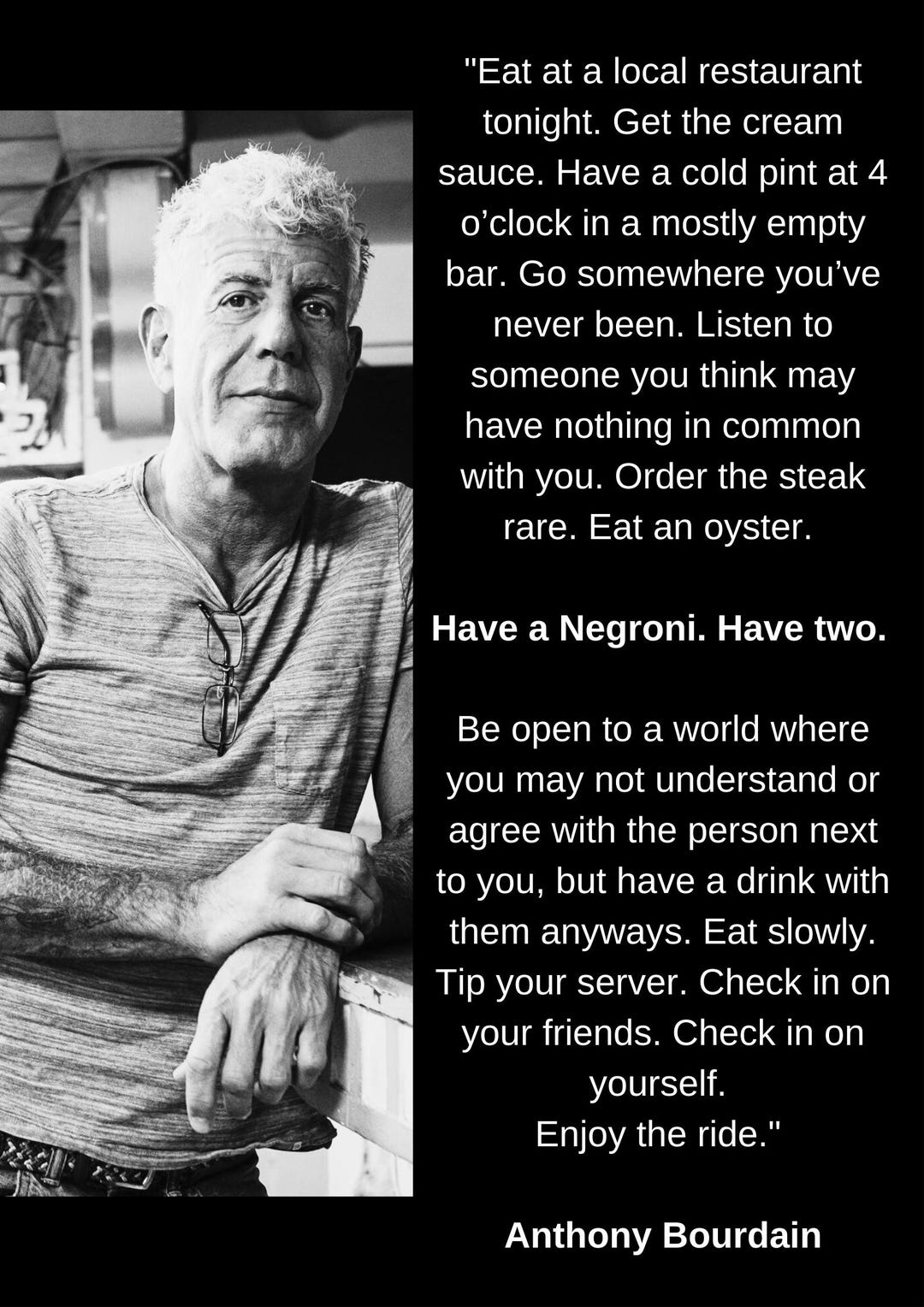 Anthony Bourdain Quote Poster Have a Negrono A3/A4 - Etsy