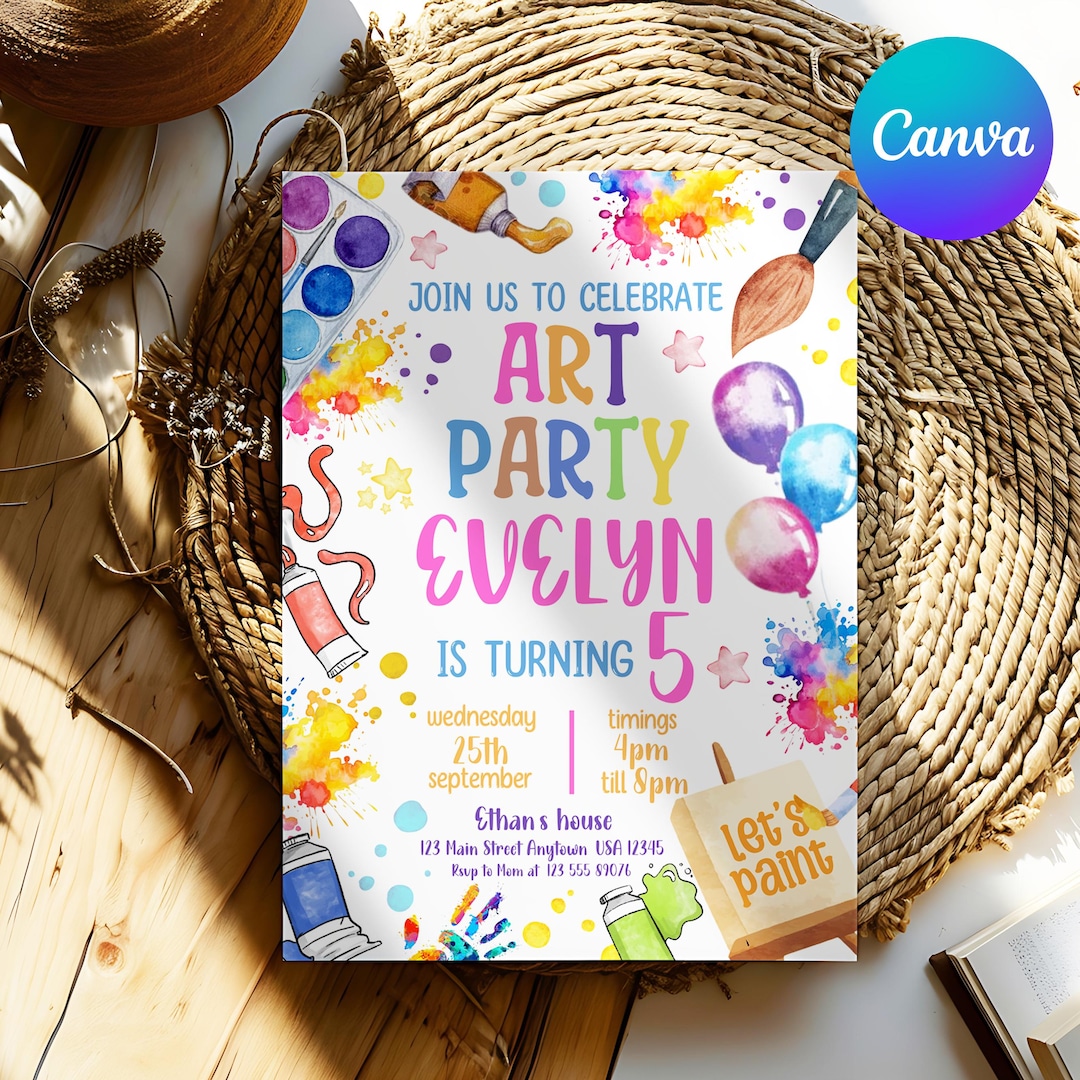 Art Birthday Party Invitation, Art Party Invite, Art Party Invitation ...