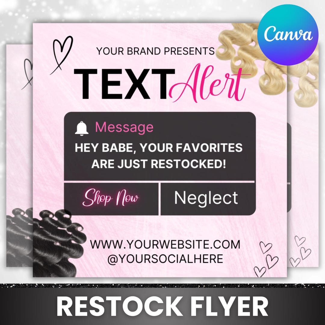 Restocked Flyer, Message Alert Flyer, Restock Flyer, Back in Stock ...