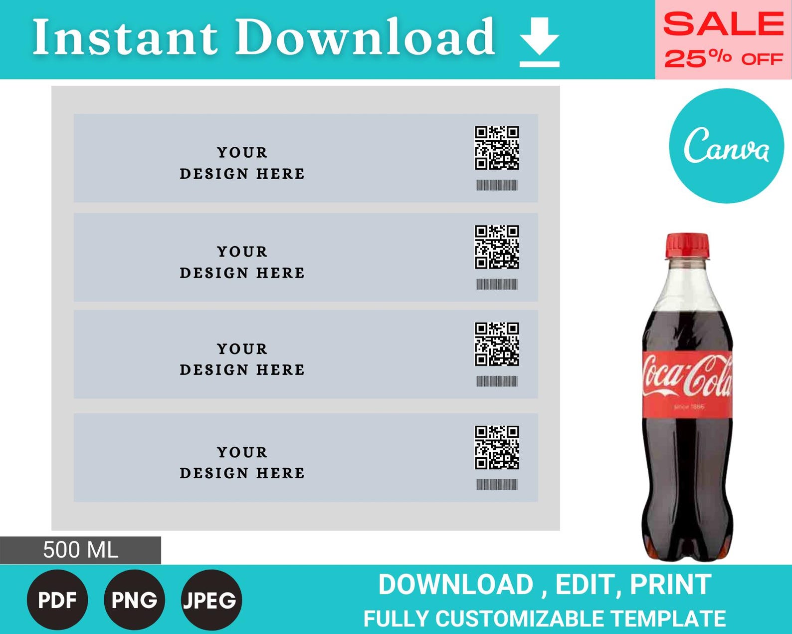 Coke 500ml Label Template, Blank Template, PSD, PNG, Microsoft Word Doc ...