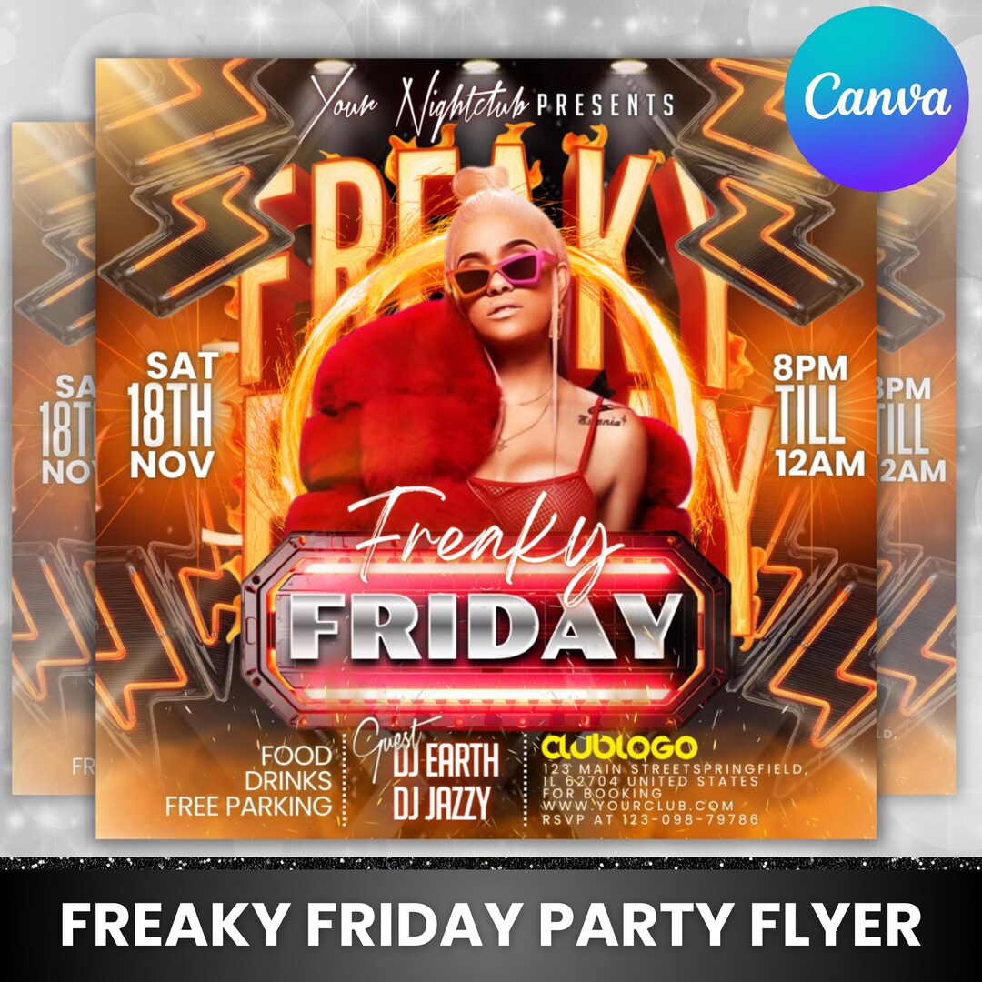 Friday Night Party Flyer, Friday Club Party Flyer, Freaky Friday Party ...
