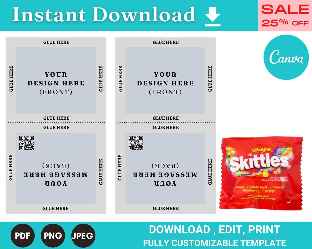 Skittles Wrapper Template, Blank Skittles Candy Wrapper Label ...