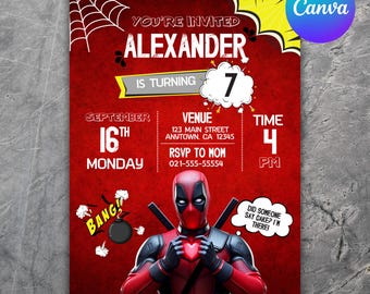 Deadpool Birthday Invitation - Etsy