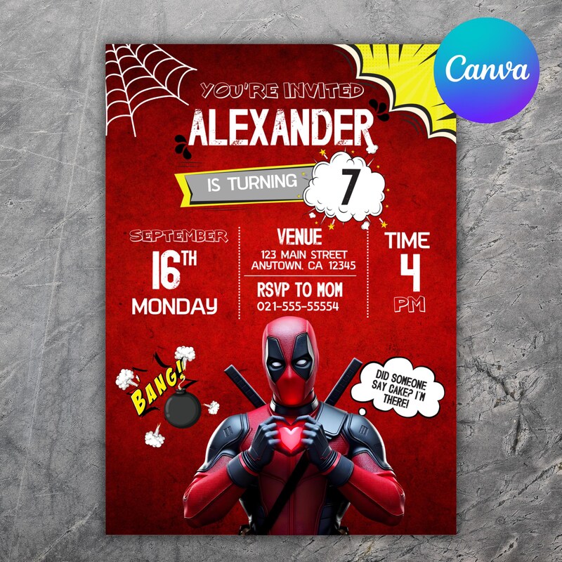 Invitacion deadpool - Etsy México